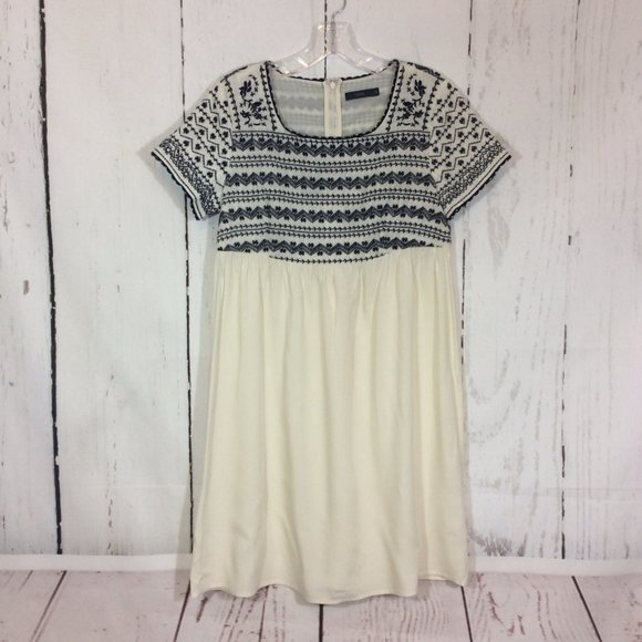 THML | Dresses | Thml Embroidered Baby Doll Shift Dress Black Cream ...